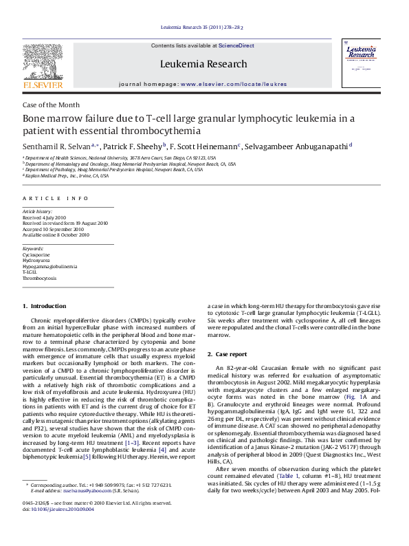 (PDF) Bone marrow failure due to T-cell large granular lymphocytic ...