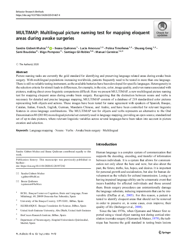 (PDF) MULTIMAP: Multilingual picture naming test for mapping eloquent ...