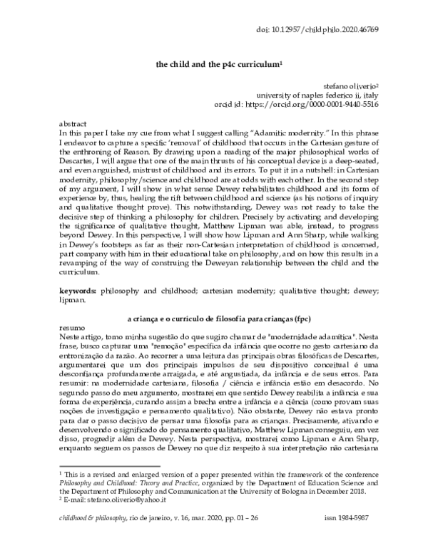 (PDF) The Child and the P4C Curriculum