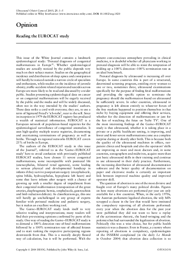 (PDF) Reading the EUROCAT study