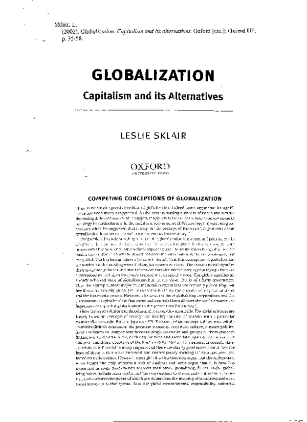 (PDF) Competing conceptions of globalization