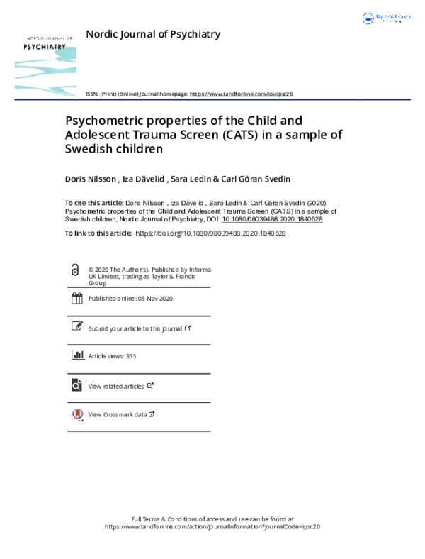 (PDF) Psychometric properties of the Child and Adolescent Trauma Screen ...