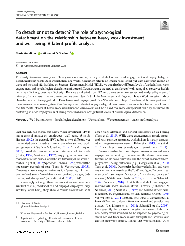 (PDF) To detach or not to detach? The role of psychological detachment on the relationship ...