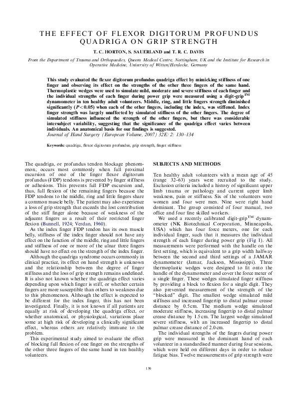 (PDF) The effect of flexor digitorum profundus quadriga on grip strength