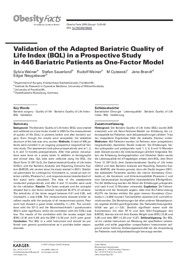 (PDF) Validation of the Adapted Bariatric Quality of Life Index (BQL ...
