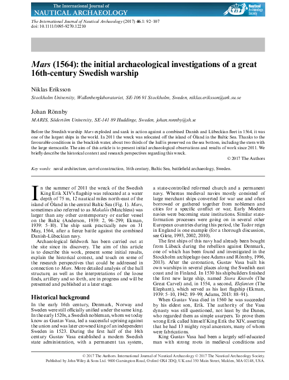 (PDF) Mars (1564): the initial archaeological investigations of a great ...