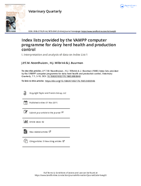 (PDF) Index lists provided by the VAMPP computer programme for dairy ...