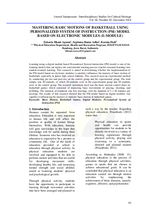 (PDF) The Basic Movement of Basketball Movement Through Application of ...