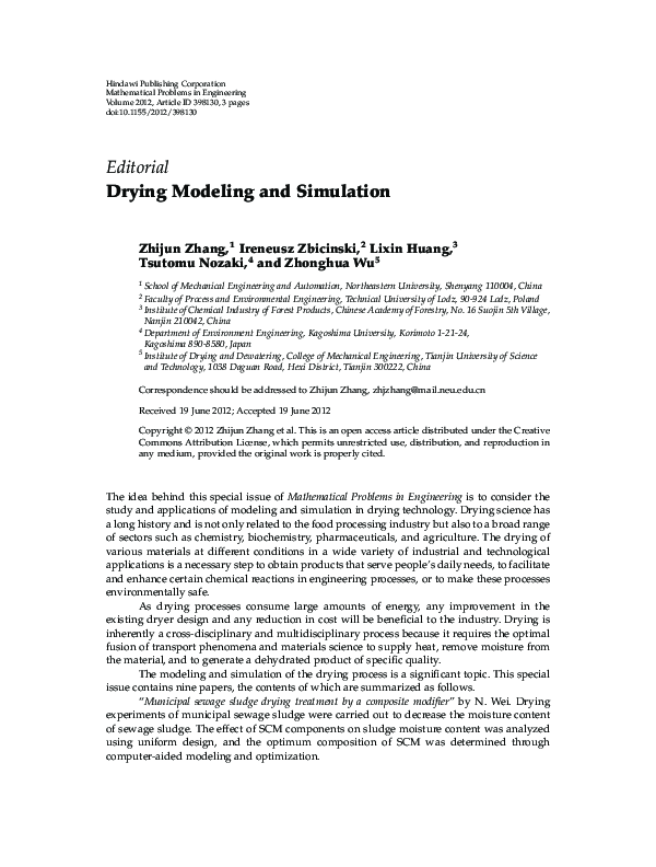 (PDF) Drying Modeling and Simulation