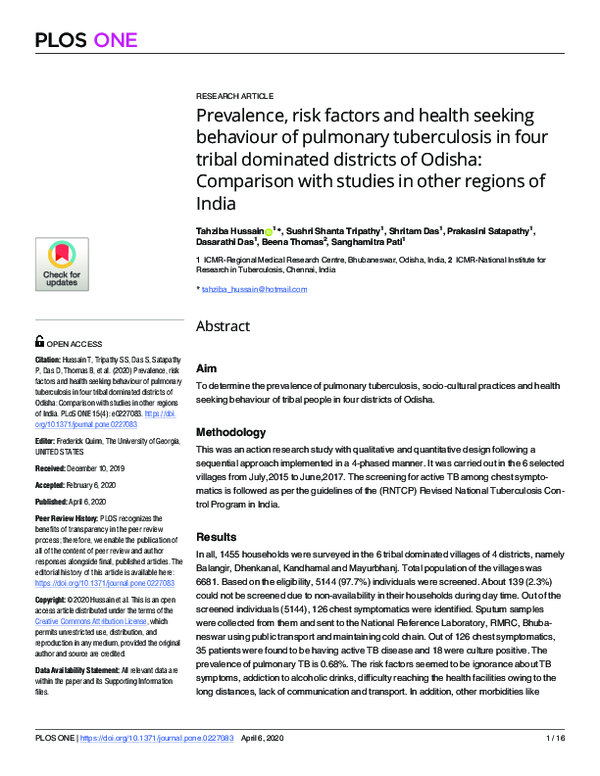 (PDF) Prevalence, risk factors and health seeking behaviour of ...
