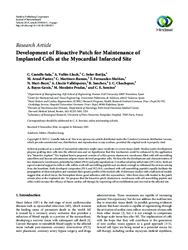 (PDF) Development of Bioactive Patch for Maintenance of Implanted Cells ...