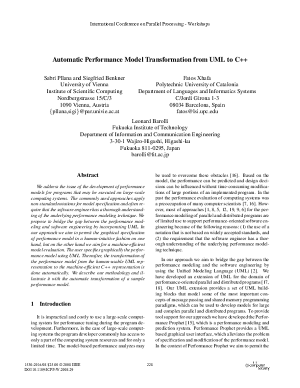 Pdf Automatic Performance Model Transformation From Uml To C 6343