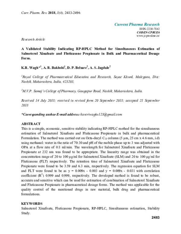 (PDF) A VALIDATED STABILITY INDICATING Rp·HPLC METHOD FOR THE DETERMINATION OF APREPITANT IN ...