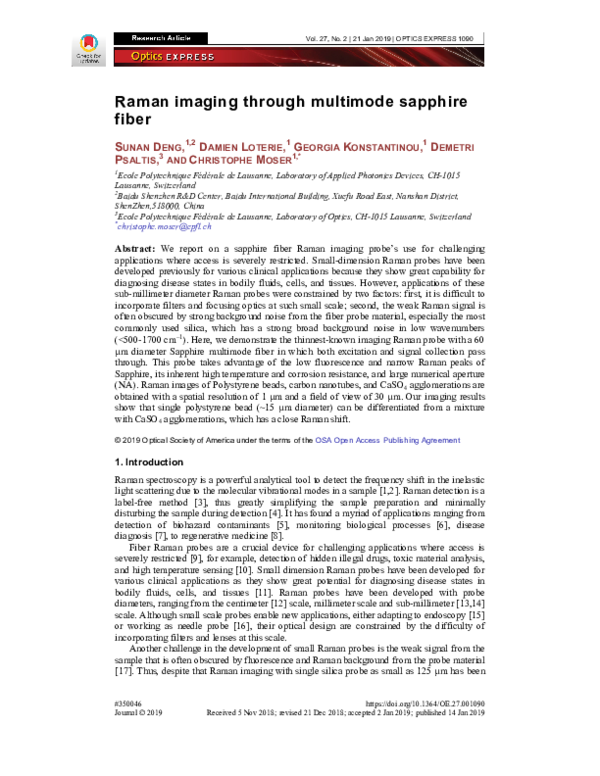(PDF) Raman imaging through multimode sapphire fiber