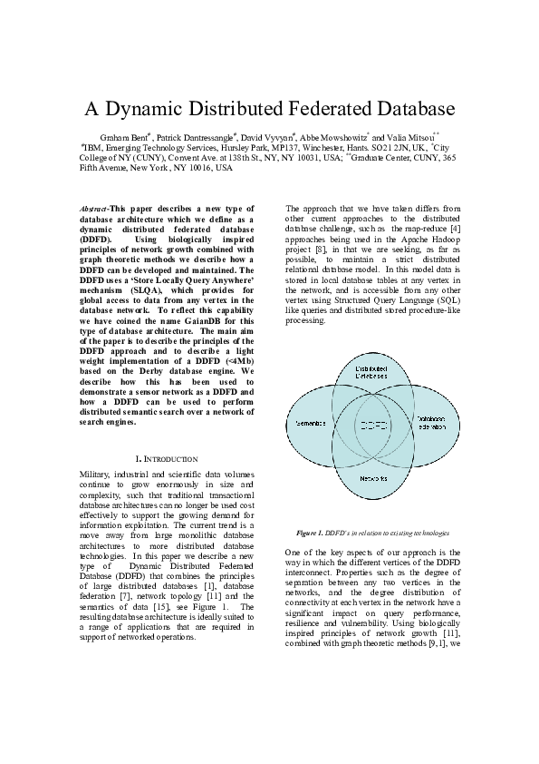 (PDF) Dynamic Distributed Federated Database (DDFD)