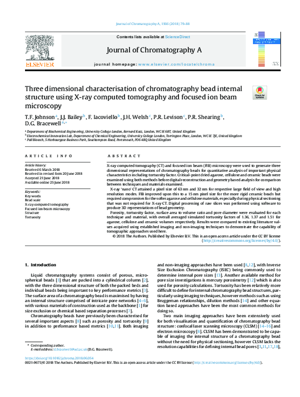 Pdf Three Dimensional Characterisation Of Chromatography Bead Internal Structure Using X Ray
