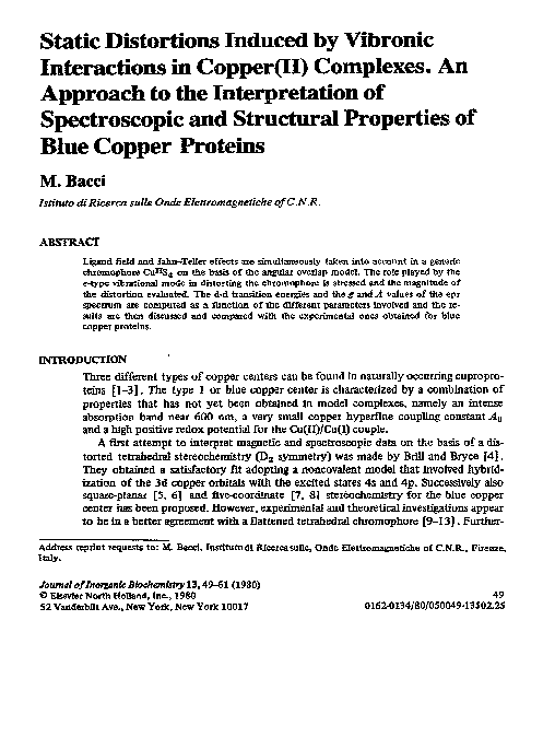 (PDF) Static distortions induced by vibronic interactions in copper(II) complexes. An approach ...