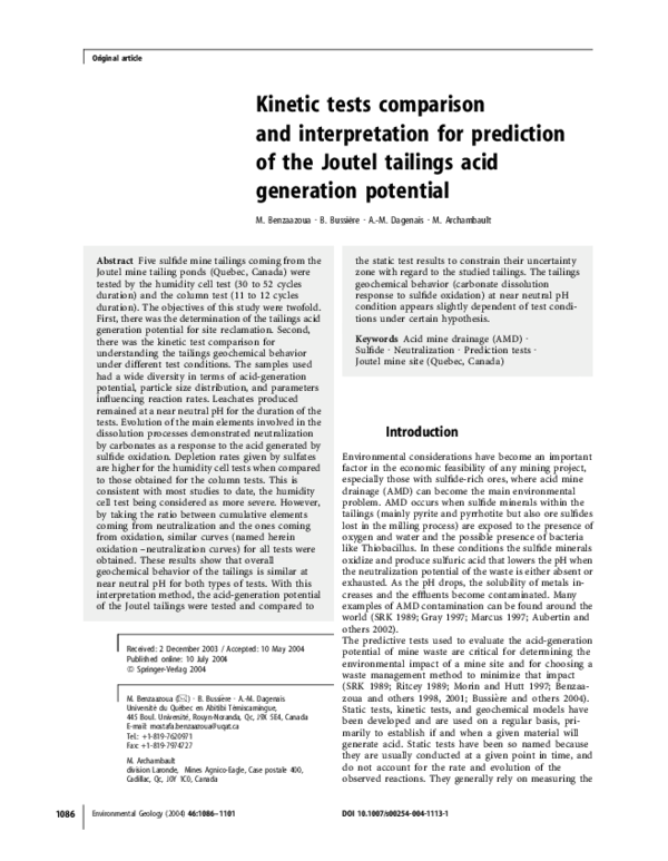 (PDF) Kinetic tests comparison and interpretation for prediction of the ...