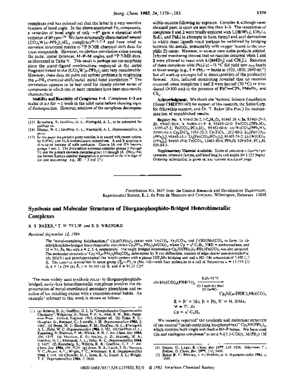 (PDF) Diorganophosphido-Bridged Heterobimetallic Complexes: Synthesis ...