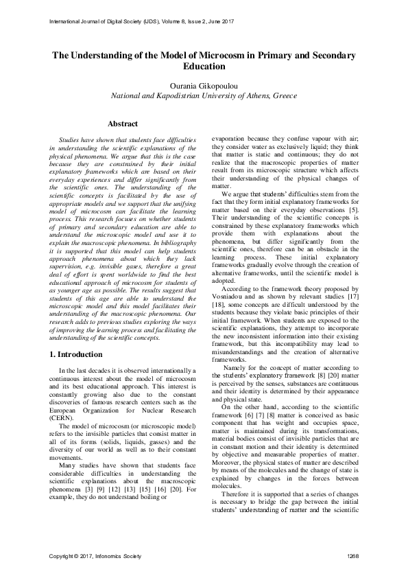 (PDF) The Understanding of the model of microcosm in Primary and ...