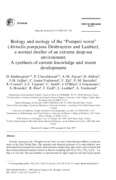 (PDF) Biology and ecology of the “Pompeii worm” (Alvinella pompejana ...