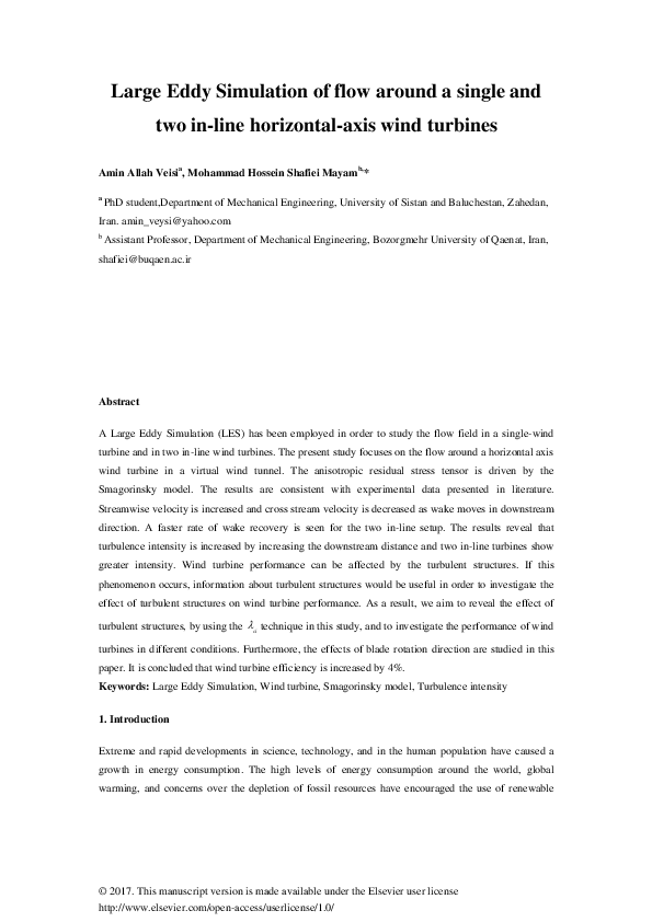 Pdf Large Eddy Simulation Of Flow Around A Single And Two In Line