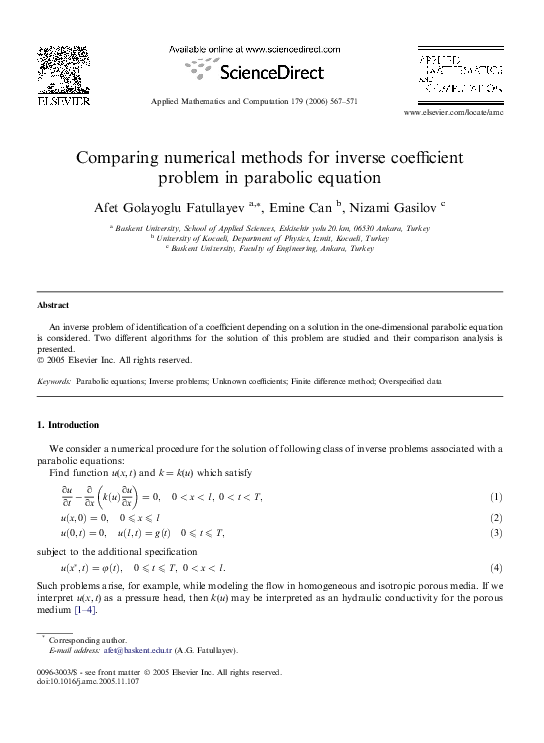 (PDF) Comparing numerical methods for inverse coefficient problem in ...