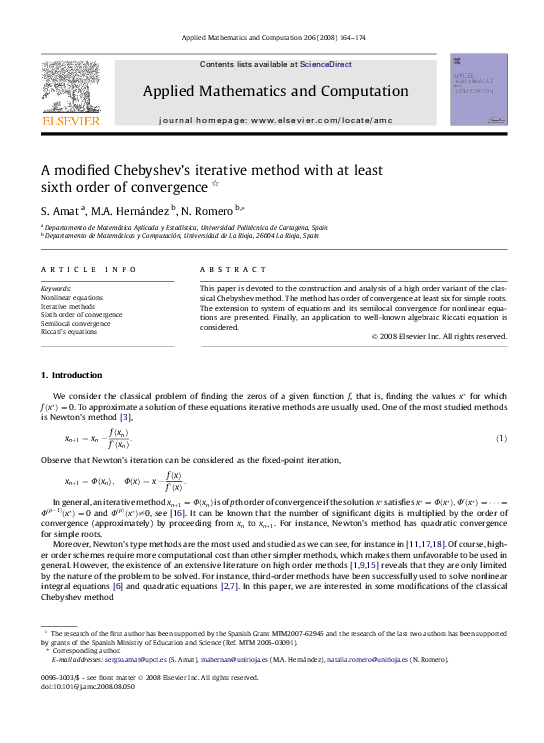 Pdf High Order Chebyshev Method With Enhanced Convergence