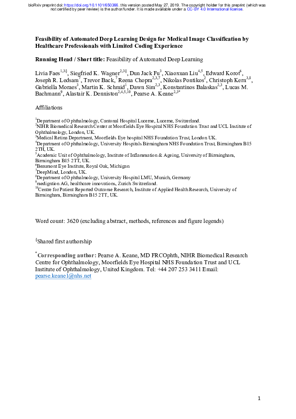 (PDF) Feasibility of Automated Deep Learning Design for Medical Image ...