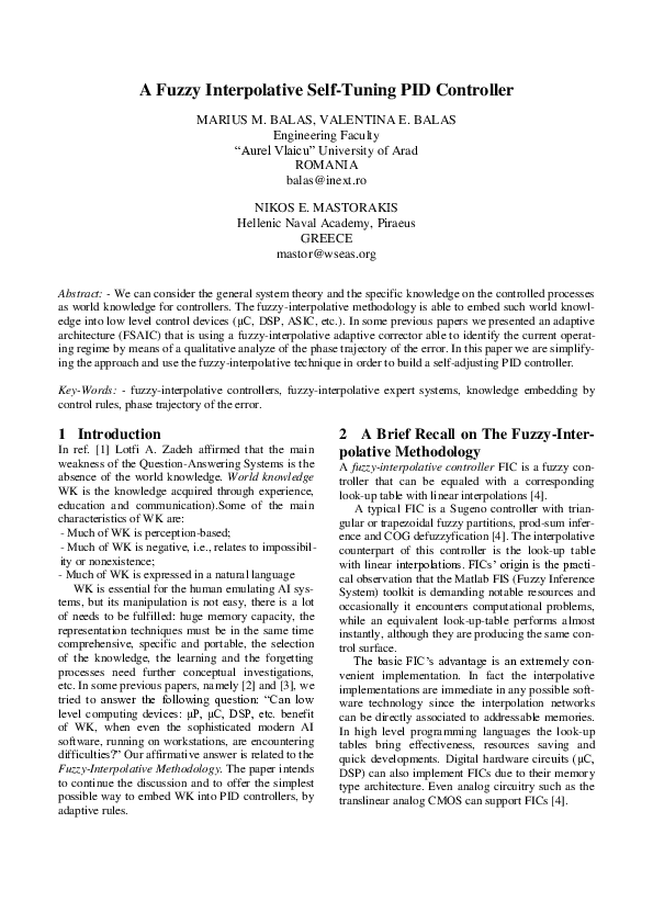 (PDF) Plenary lecture 3: the fuzzy-interpolative adaptive controllers