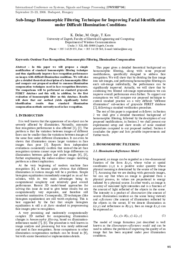 Pdf Sub Image Homomorphic Filtering Technique For Improving Facial Identification Under