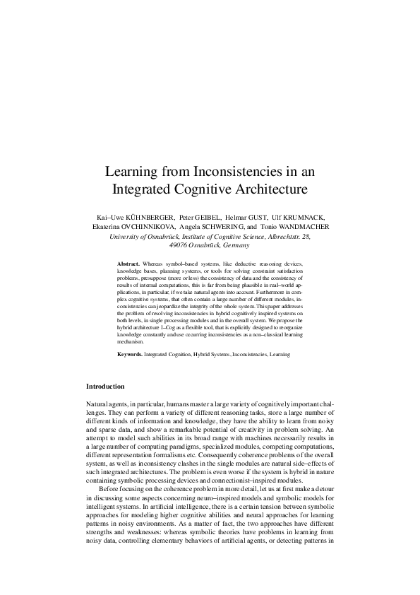 (PDF) Learning from Inconsistencies in an Integrated Cognitive Architecture