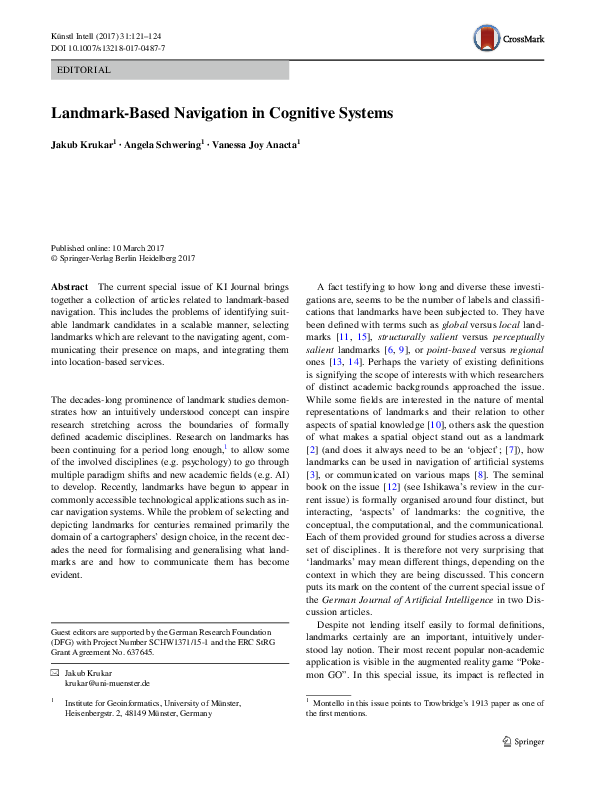 (PDF) Landmark-Based Navigation in Cognitive Systems