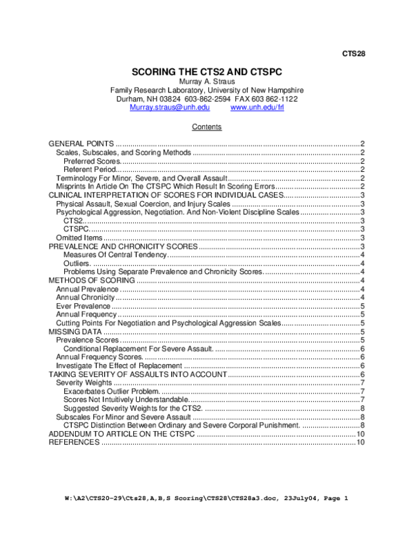 (PDF) Scoring the CTS2 and CTSPC