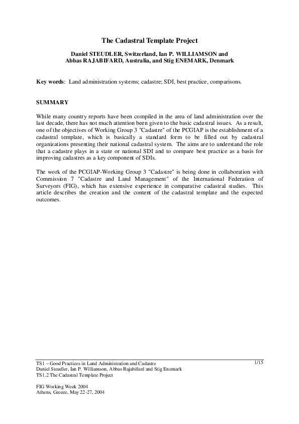 (PDF) The cadastral template project