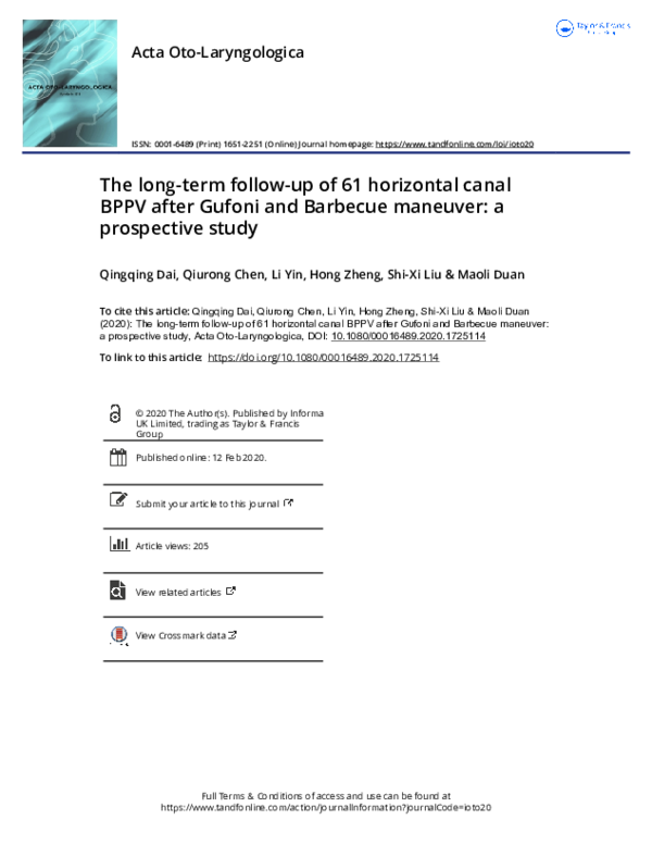 (PDF) The long-term follow-up of 61 horizontal canal BPPV after Gufoni ...