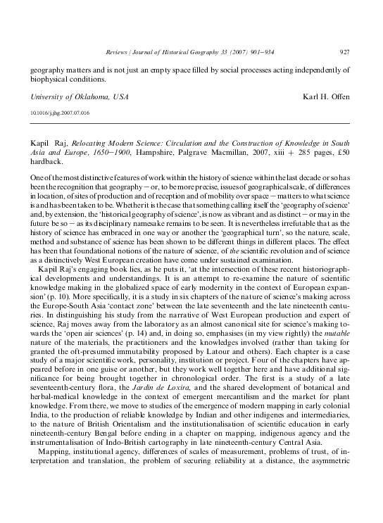 (PDF) Kapil Raj, Relocating Modern Science: Circulation and the ...