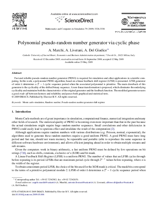 (PDF) Polynomial pseudo-random number generator via cyclic phase