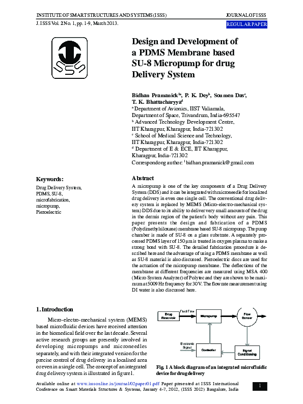 (PDF) Design and Development of a PDMS Membrane based SU-8 Micropump ...