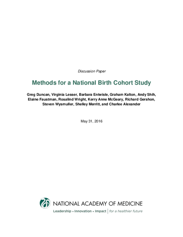 (PDF) Methods for a National Birth Cohort Study