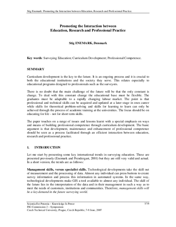 (PDF) Promoting the interaction between education, research and ...