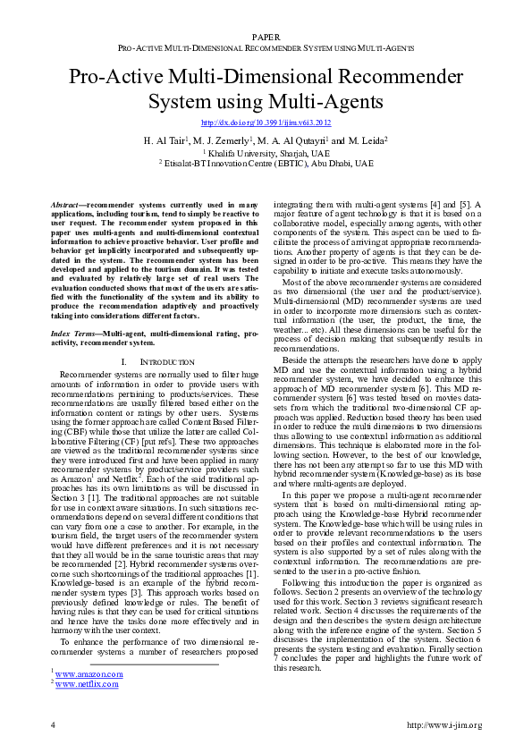 (PDF) Pro-active Multi-Dimensional Recommender System using Multi-Agents
