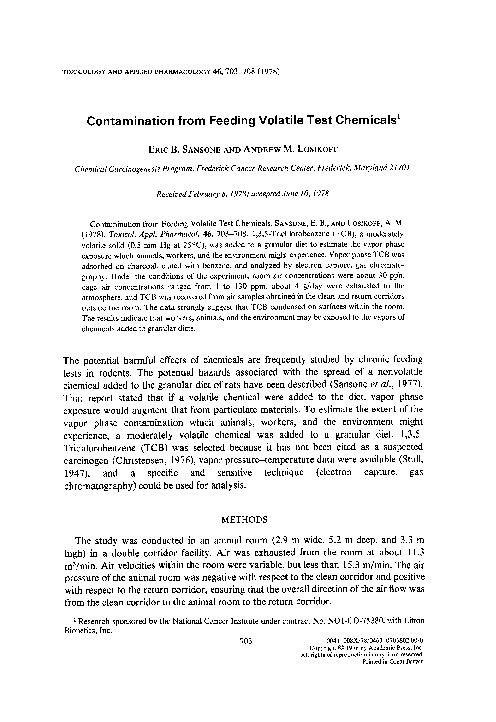 (PDF) Contamination from feeding volatile test chemicals