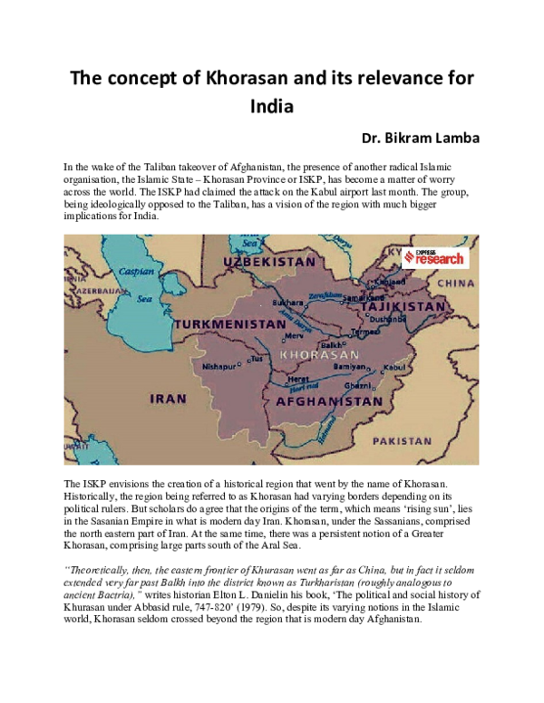 (DOC) The concept of Khorasan and its relevance for India