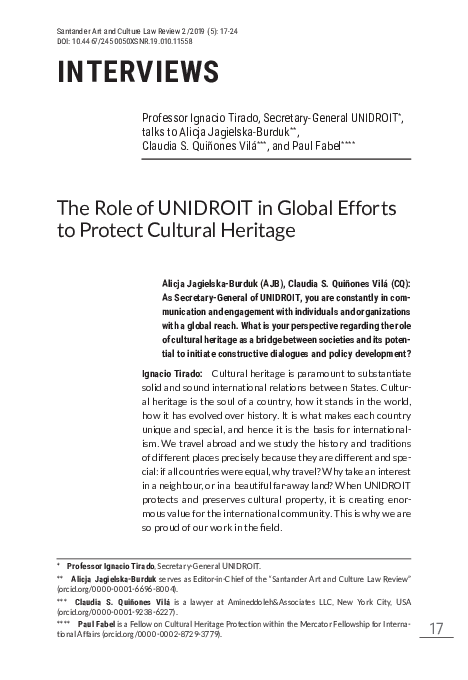 (PDF) The Role of UNIDROIT in Global Efforts to Protect Cultural Heritage