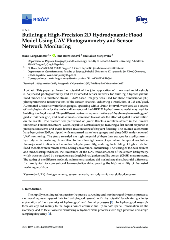 (PDF) Building a High-Precision 2D Hydrodynamic Flood Model Using UAV Photogrammetry and Sensor ...