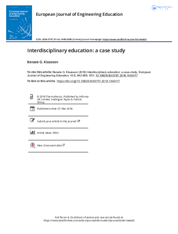 (PDF) Interdisciplinary education: a case study