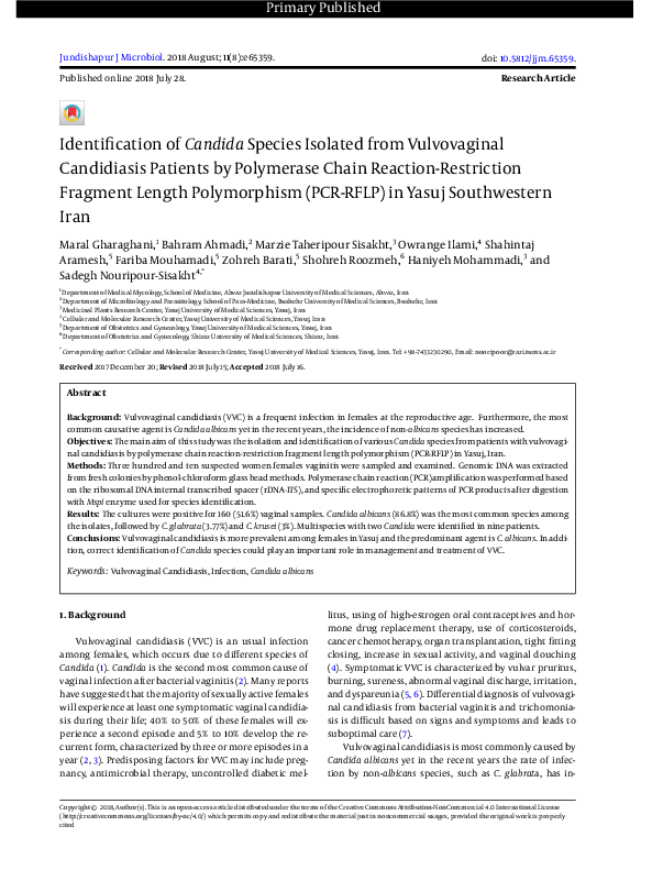 (PDF) Identification Of Candida Species Isolated From Human and Animal ...