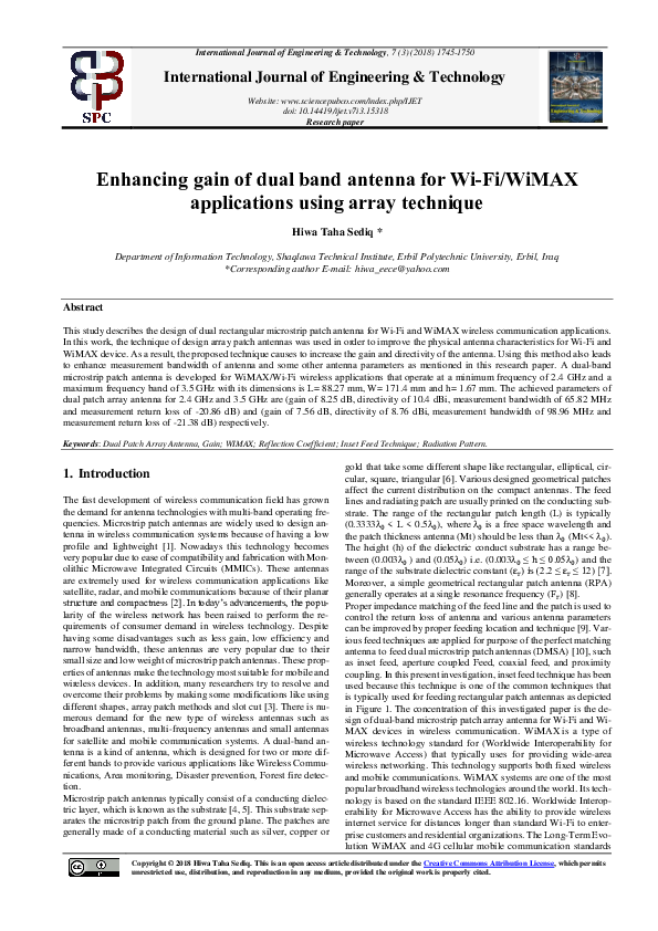 (PDF) Enhancing gain of dual band antenna for Wi-Fi/WiMAX applications ...