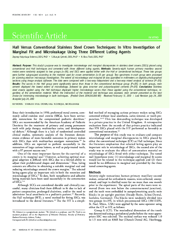 (PDF) Hall versus conventional stainless steel crown techniques: in ...